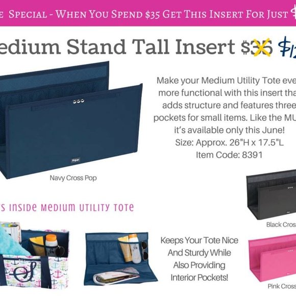 thirty-one | Bags | Thirty One Stand Tall Insert New For Medium Utility ...